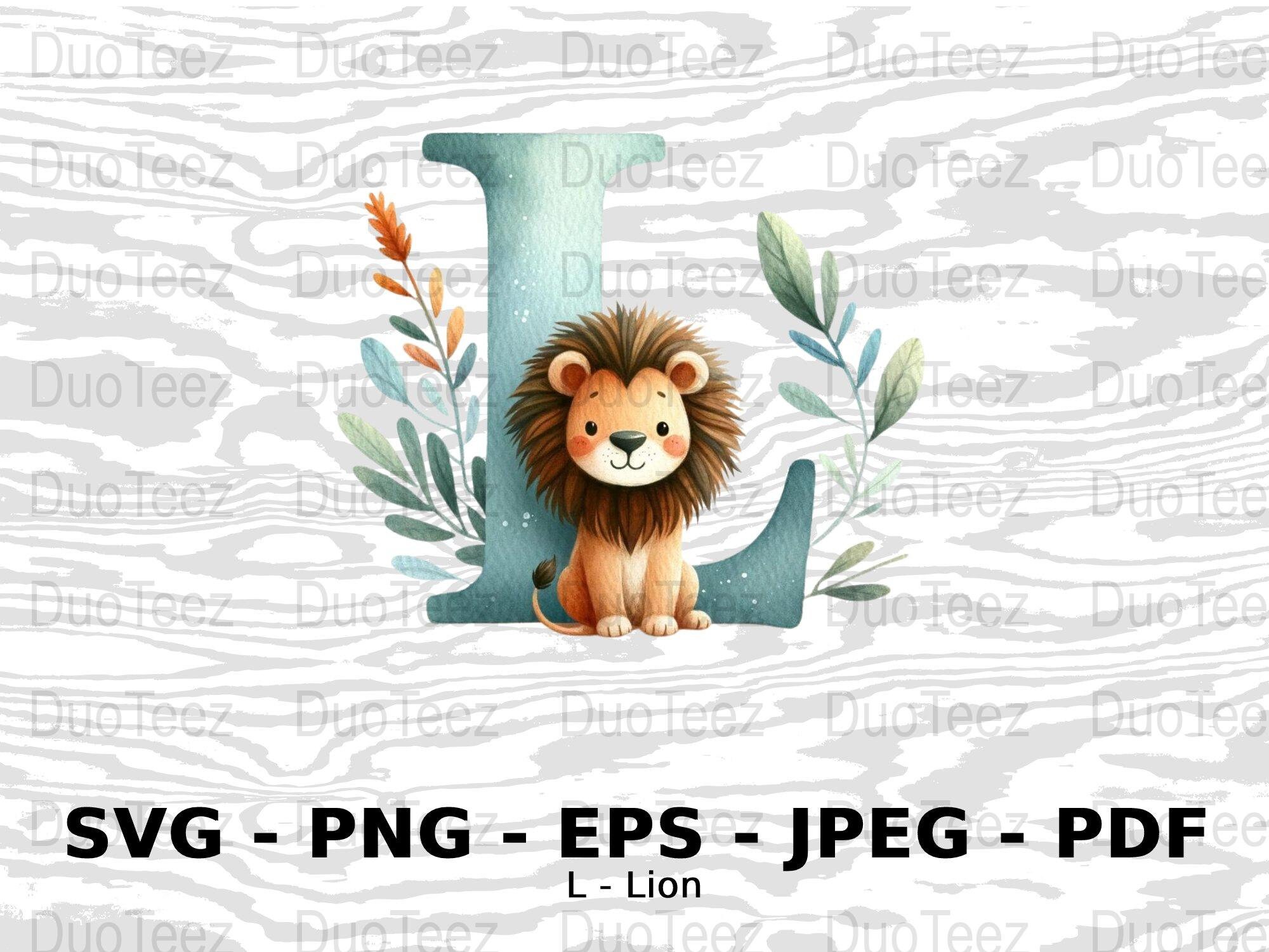 Cute Lion Alphabet Letter L Nursery Wall Art, Baby Room Decor, Digital ...