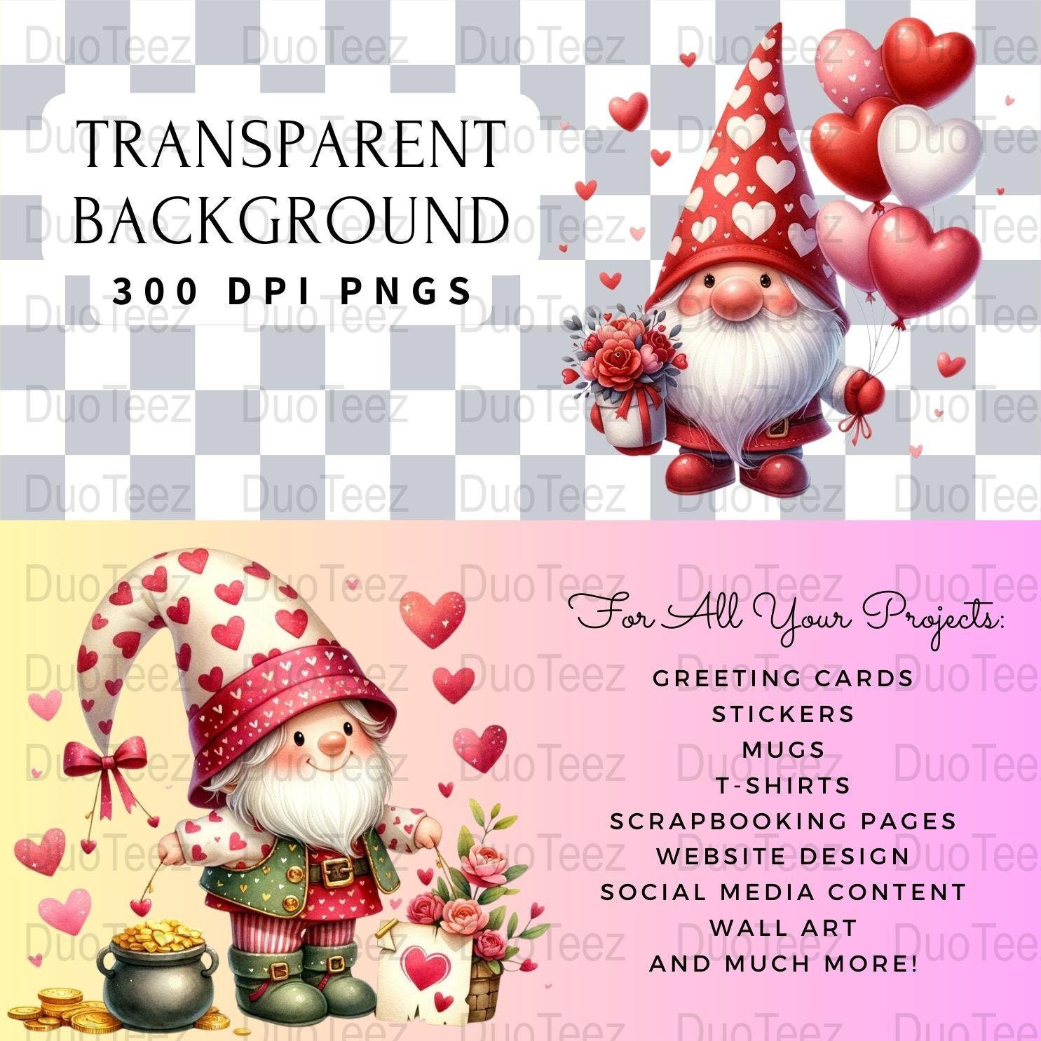 Valentines Day Gnome Clipart Bundle, Valentines Gnomes, Valentines ...