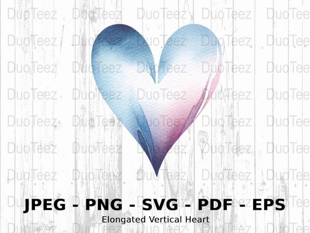 Heart SVG, Hearts PNG Clipart Elongated Vertical Heart Image, Instant ...