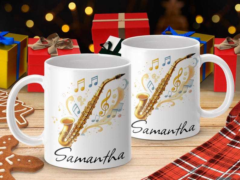 Personalized Saxophone Mug, Music Lover Gift, Custom Name Mug, Sax ...