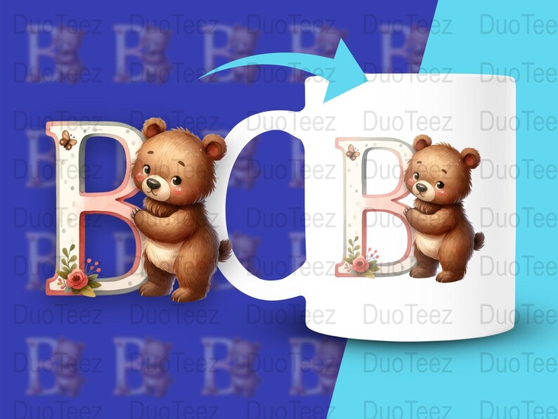 Bear Alphabet Letter B Clipart SVG Nursery Wall Art, Digital Download ...