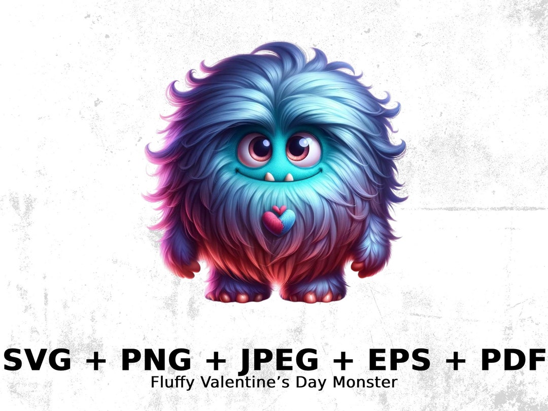 Cute Fluffy Valentines Day Monster SVG, PNG, JPEG, Eps, Pdf, Commercial ...
