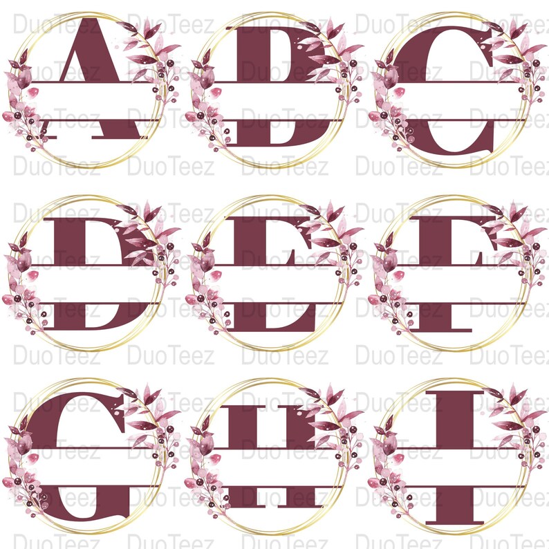Alphabet Letters Clipart, Split Monograms for Wedding Invitations ...