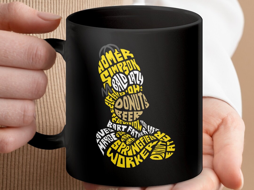 Homer Simpson Inspired Design Mug, Fun Typography Art Mug, Unique Donut ...