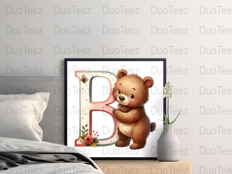 Bear Alphabet Letter B Clipart SVG Nursery Wall Art, Digital Download ...