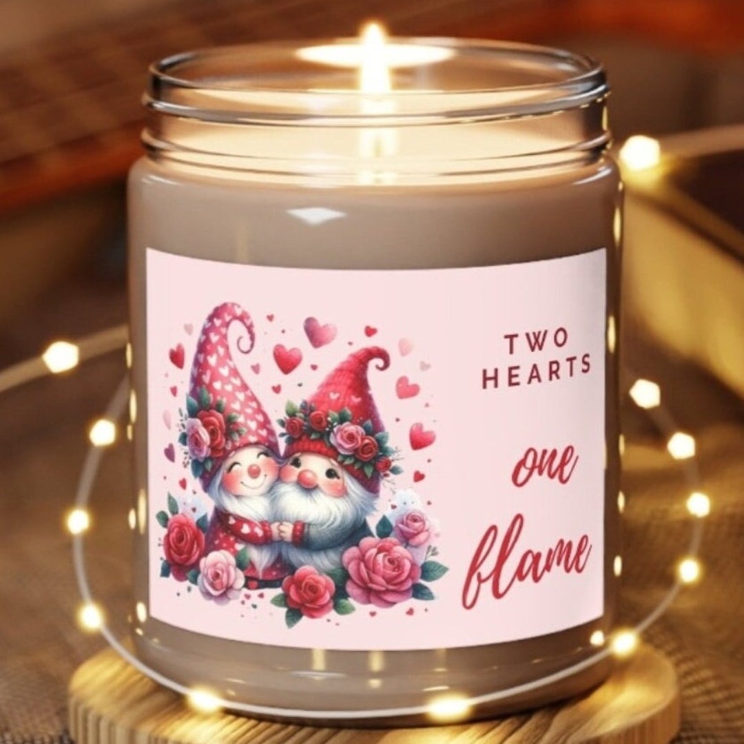 Valentines Gnome Candle 'two Hearts, One Flame' Romantic Valentines ...