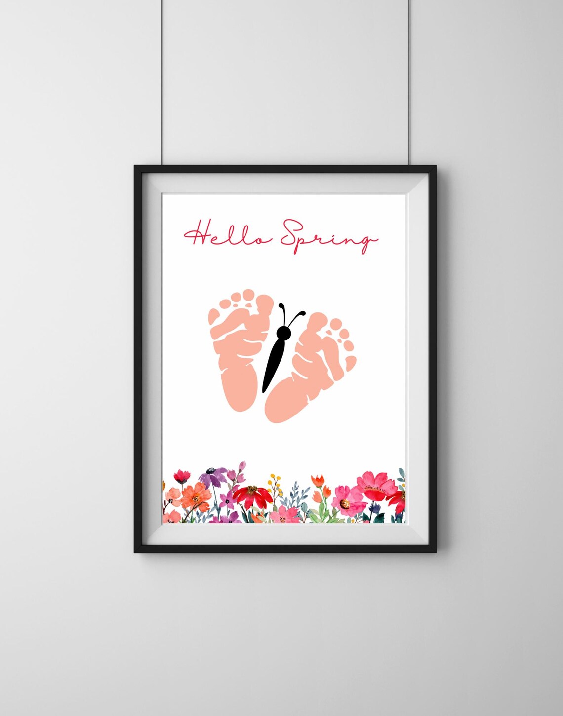 Hello Spring Butterfly Footprint or Handprint Craft Printable - Etsy