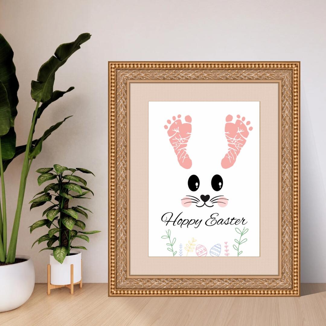 Hoppy Easter Footprint or Handprint Art Printable - Etsy