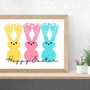 Happy Easter Peeps Footprint or Handprint Art Printable - Etsy