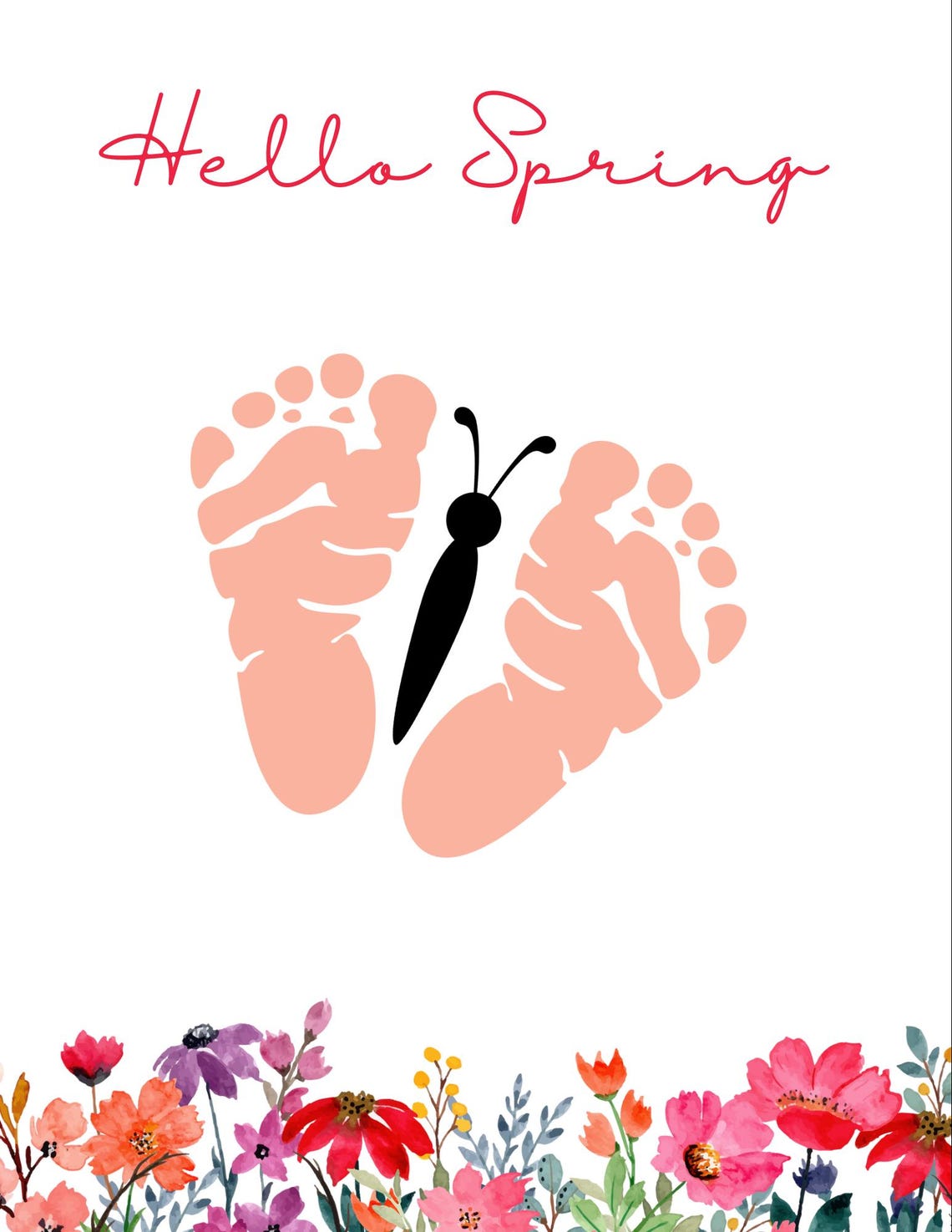 Hello Spring Butterfly Footprint or Handprint Craft Printable - Etsy
