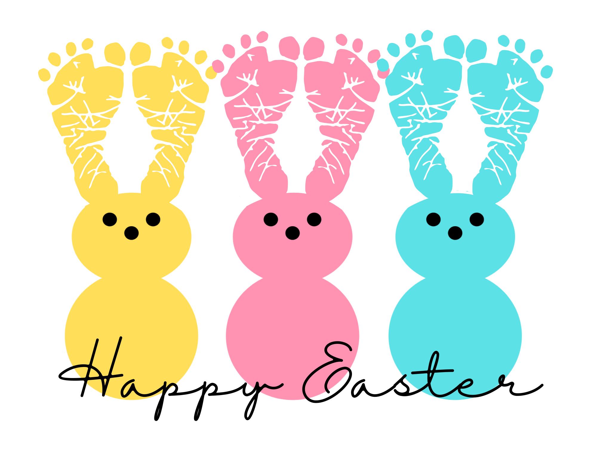 Happy Easter Peeps Footprint or Handprint Art Printable - Etsy