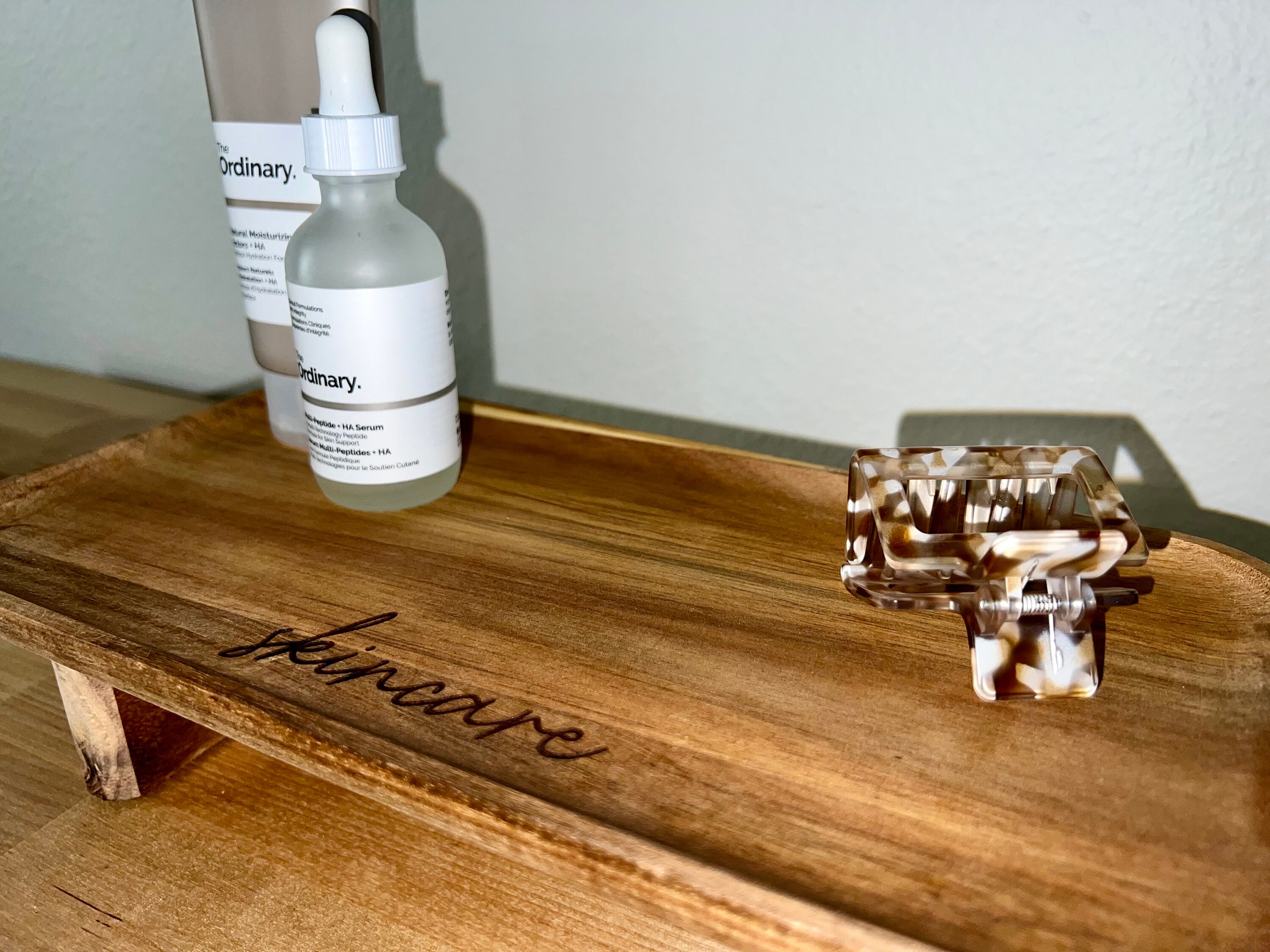 Skincare Tray & Stand - Acacia Wood - Etsy