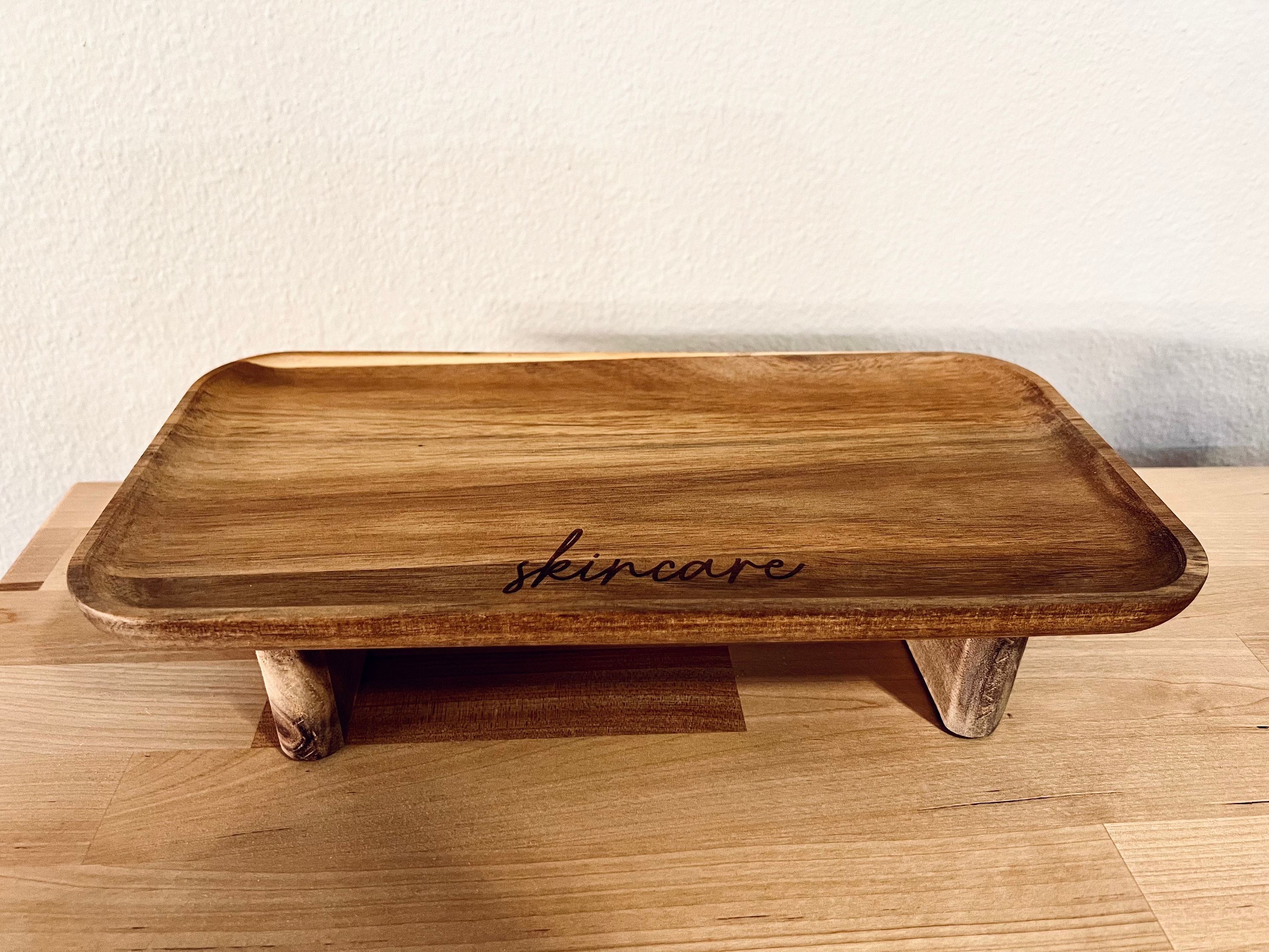 Skincare Tray & Stand Acacia Wood - Etsy