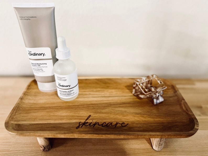Skincare Tray & Stand Acacia Wood - Etsy