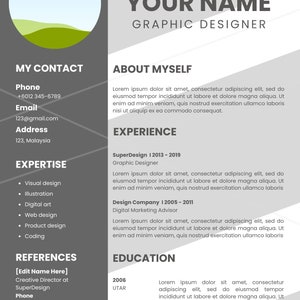 CANVA Resume Template | CV Template | Minimalist Template for Resume/cv ...