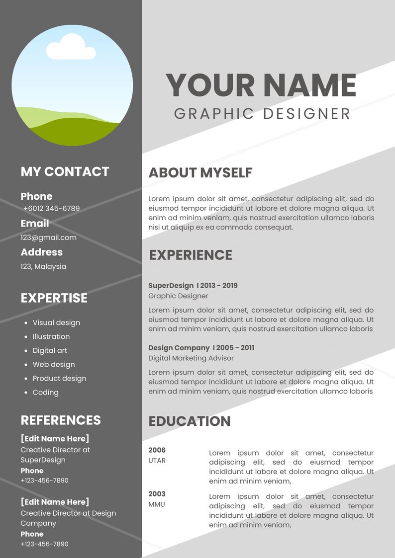 CANVA Resume Template | CV Template | Minimalist Template for Resume/cv ...