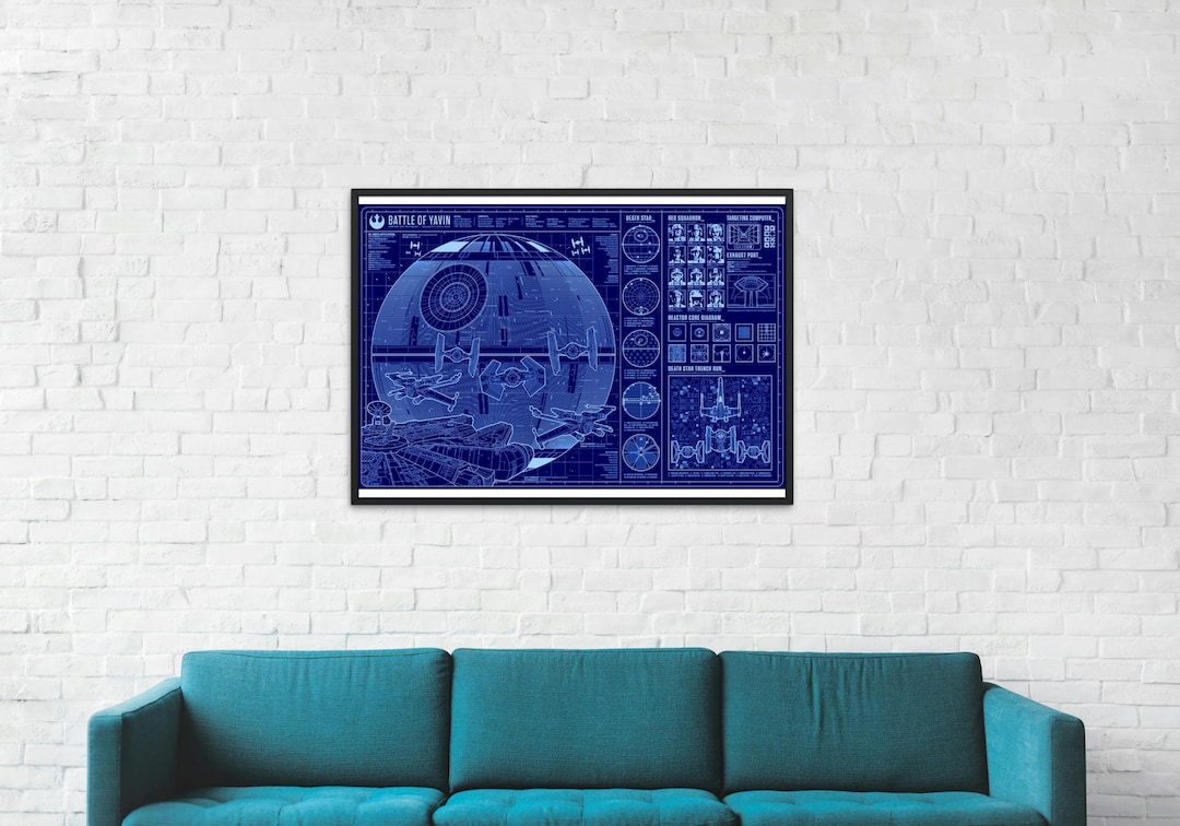 Death Star | Battle | Yavin | Star Wars | Blueprint | Poster | Digital ...