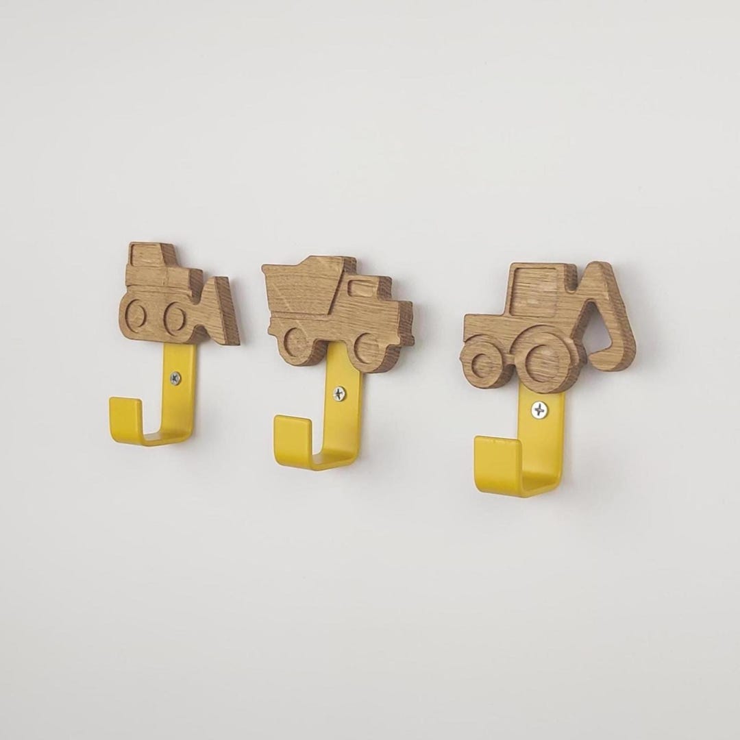 Construction Vehicle Wall Hooks | Kids Bedroom Decor - Etsy