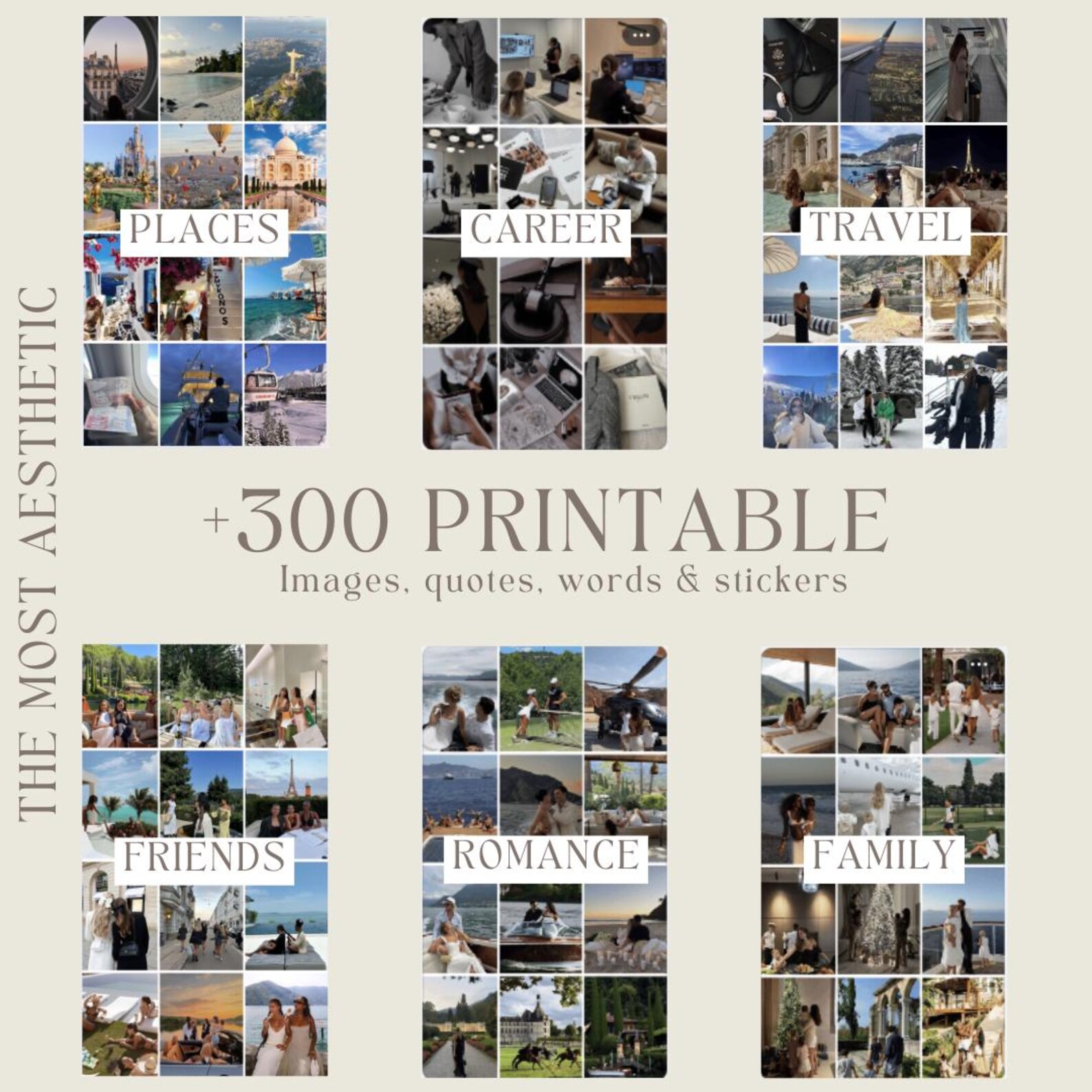 AESTHETIC VISION BOARD Printables, Mood Board Kit, Digital Vision Board ...