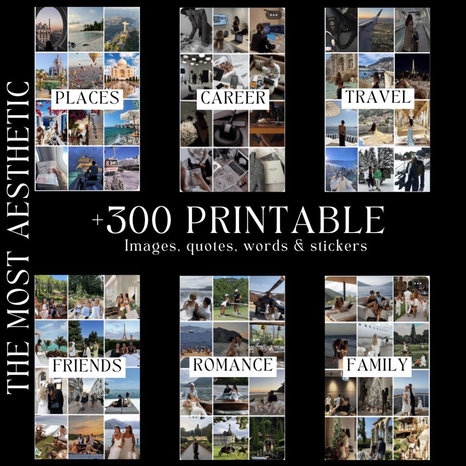AESTHETIC VISION BOARD Printables, Mood Board Kit, Digital Vision Board ...