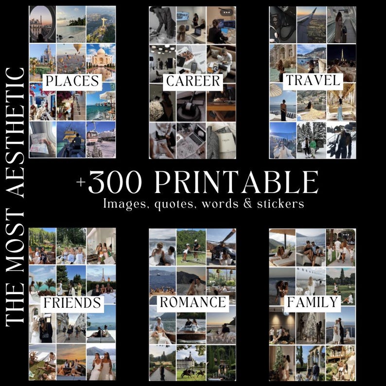 AESTHETIC VISION BOARD Printables, Mood Board Kit, Digital Vision Board ...