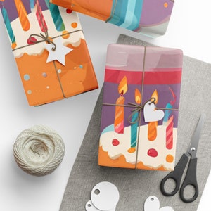 Birthday Cake Theme Wrapping Paper, Cupcake Gift Wrap, Present Paper ...