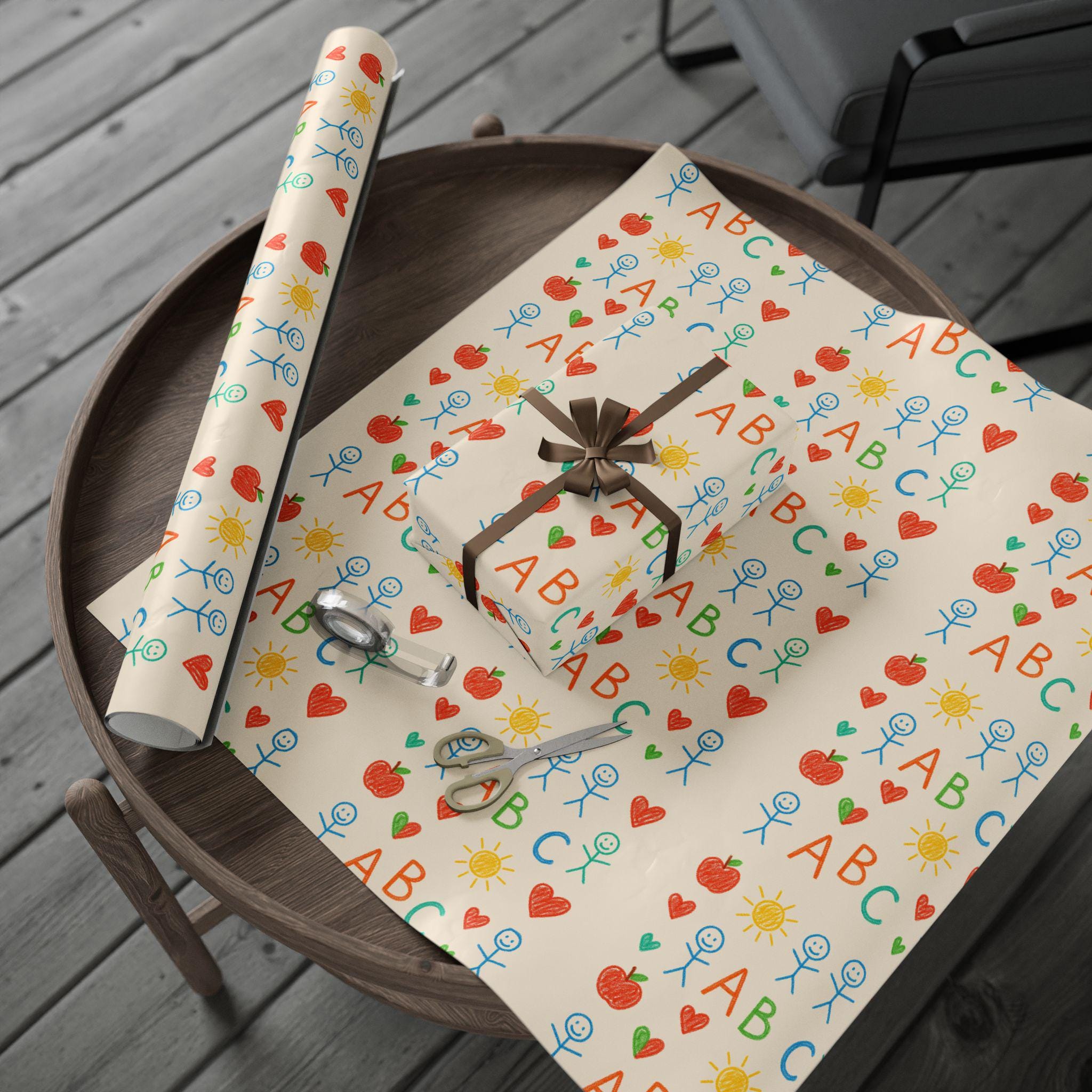 ABC Wrapping Paper for Kids, Classroom Party Supplies, Educational Gift ...
