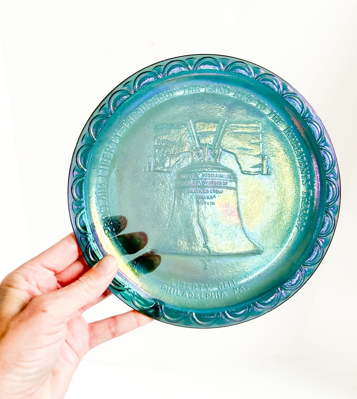Vintage Carnival Glass Plates Blue 8" / Set of 2 / Bicentennial ...