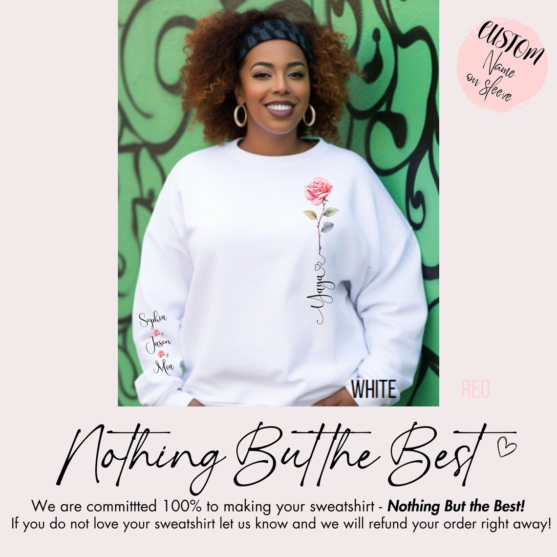 Customized Yaya Rose Sweatshirt, With Kids Names, Yaya, Trendy Grandma ...