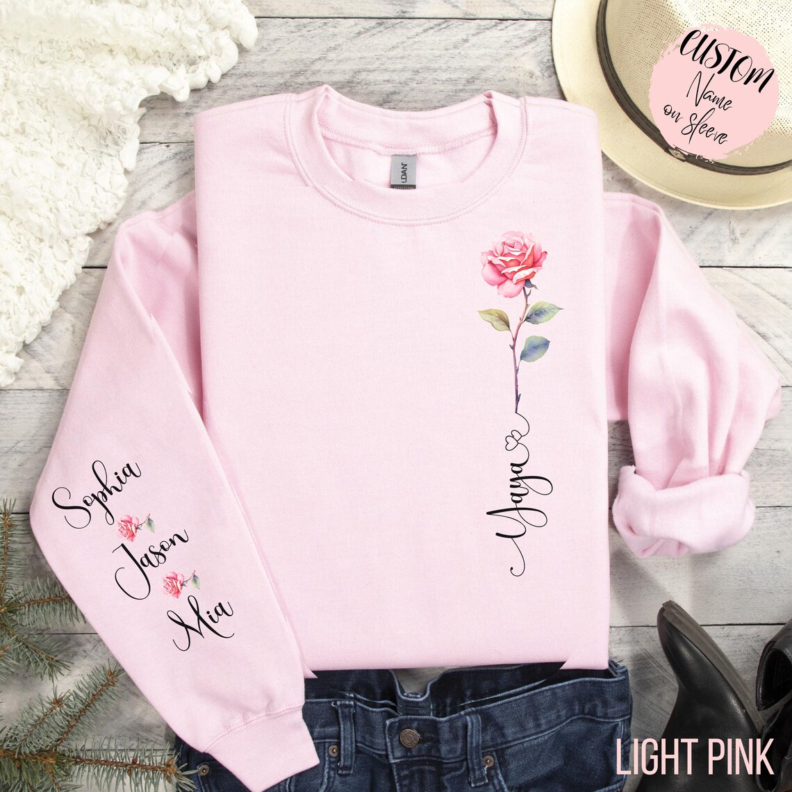 Customized Yaya Rose Sweatshirt, With Kids Names, Yaya, Trendy Grandma ...