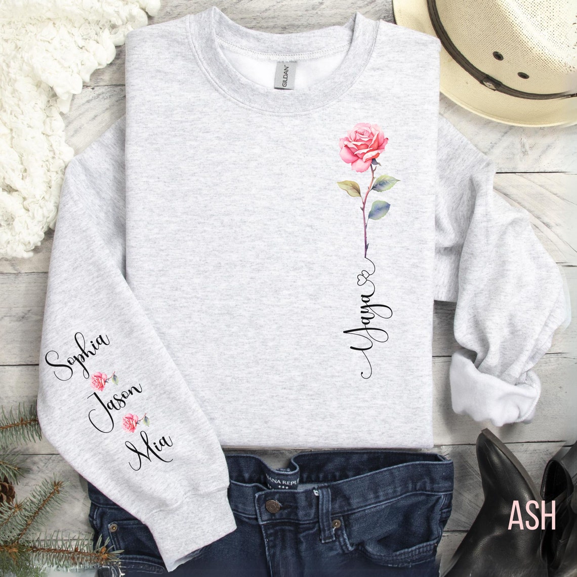 Customized Yaya Rose Sweatshirt, With Kids Names, Yaya, Trendy Grandma ...