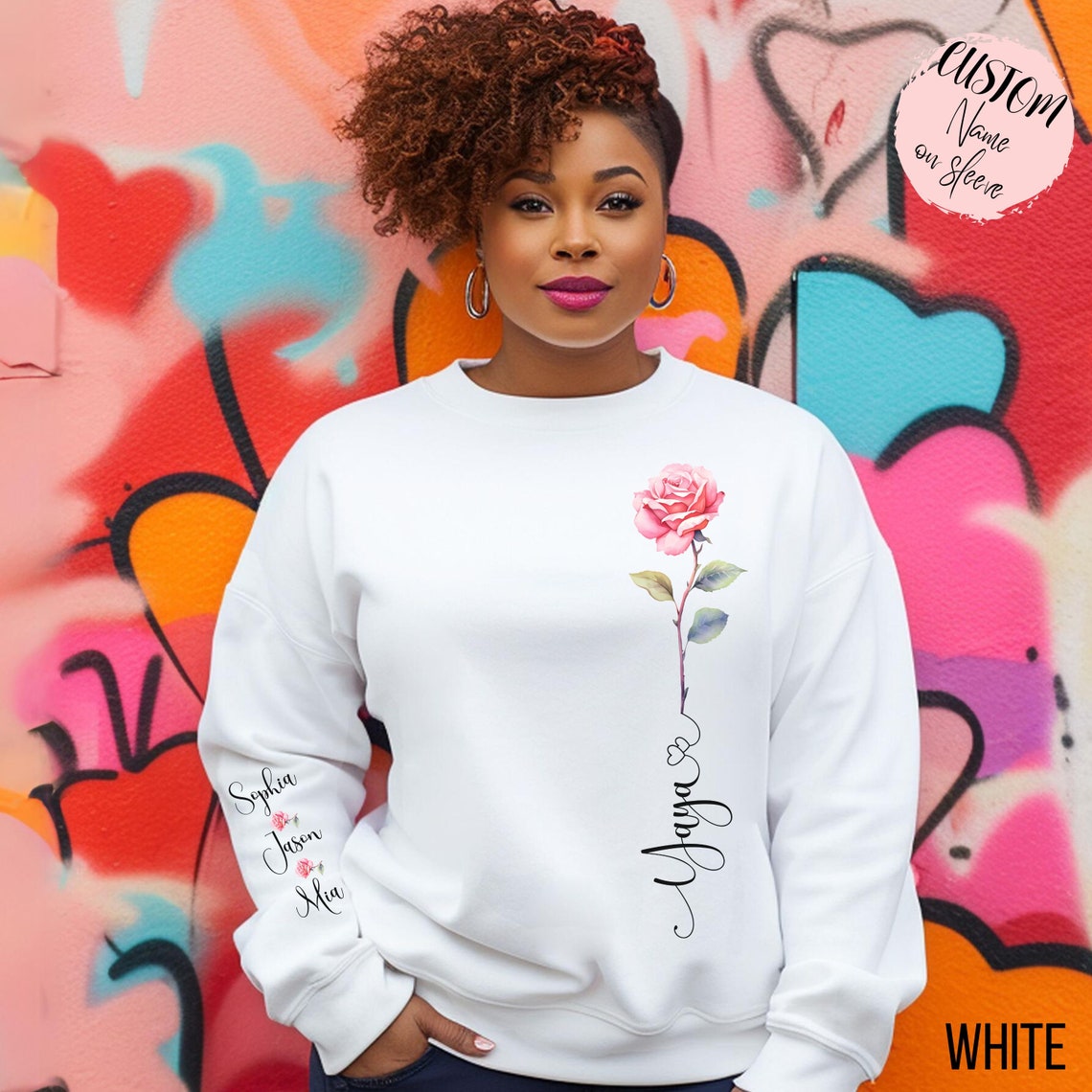 Customized Yaya Rose Sweatshirt, With Kids Names, Yaya, Trendy Grandma ...