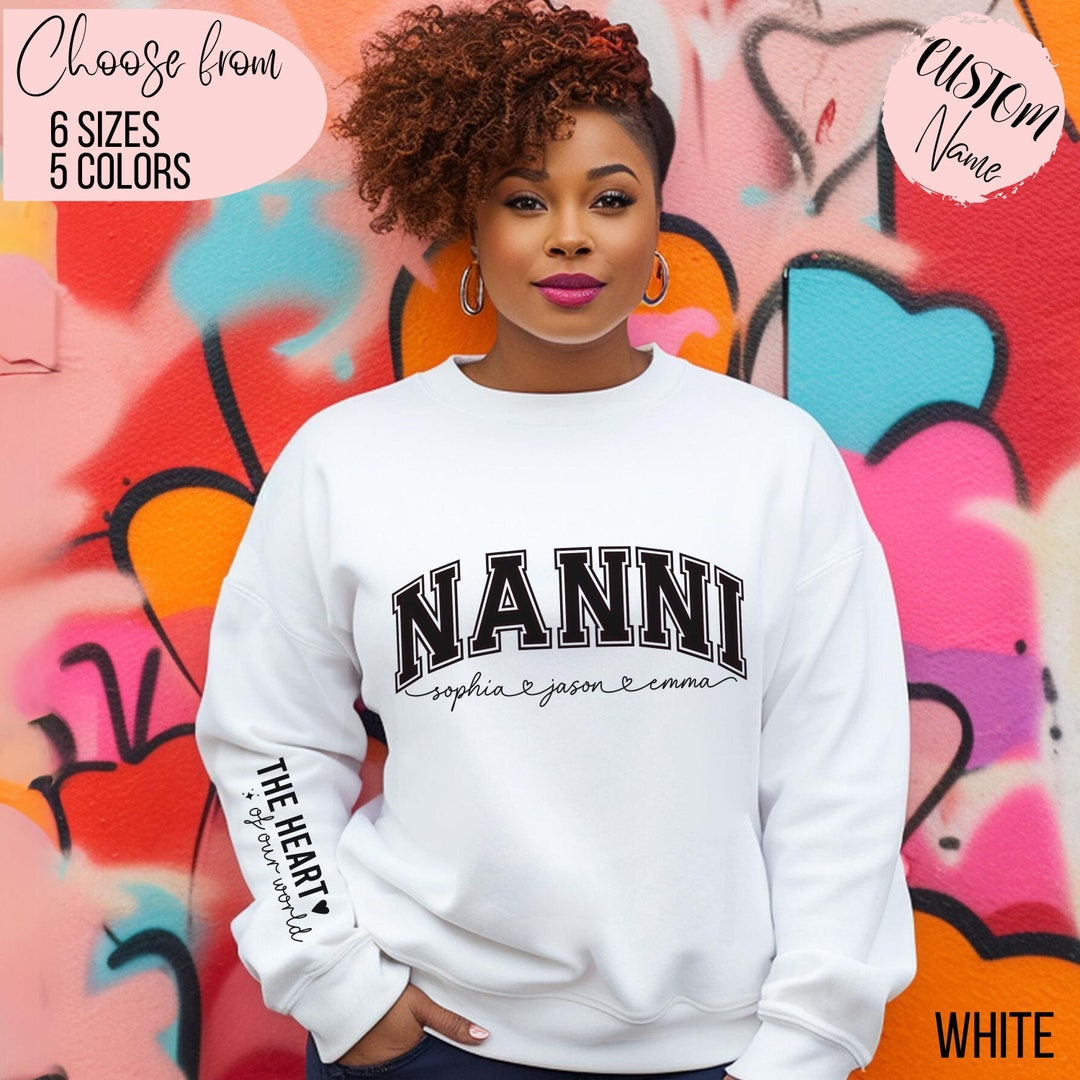 Customized Nanni the Heart of Our World Sweatshirt, Grandkids Names ...