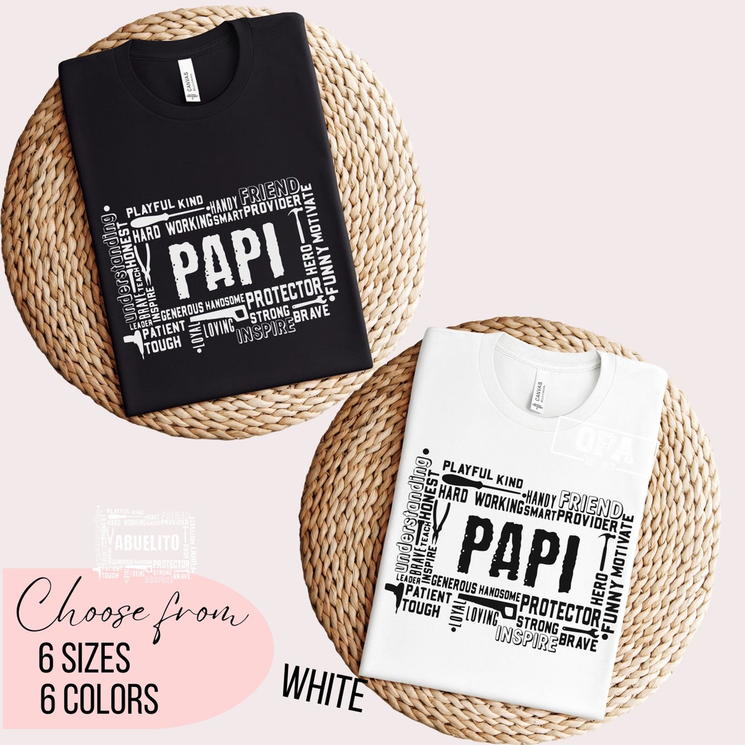 Papi Word Frame Tshirt, Proud Grandpa, Dad, Gift Grandpa, Papi Tee ...