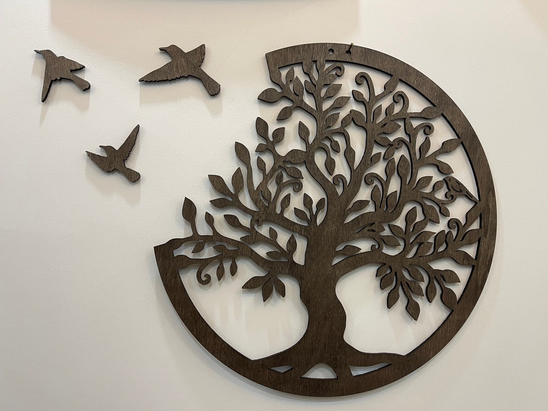 Tree of Life Wooden Wall Decor With Birds | Tree of Life | Home Wood ...