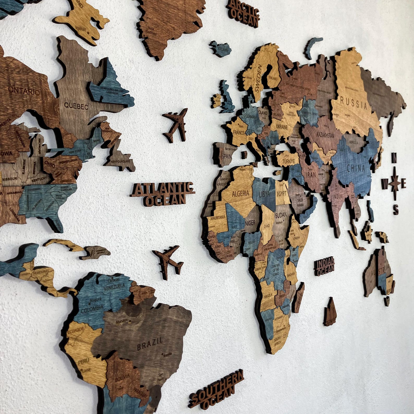 Wooden World Map, Apartment Wall Maps Decor, Wall Decoration, Travel ...