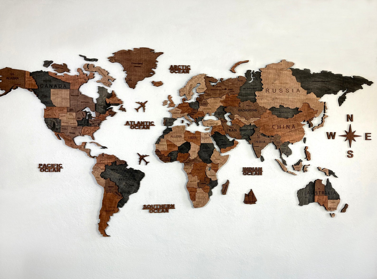Wooden World Map, Apartment Wall Maps Decor, Wall Decoration, Travel ...