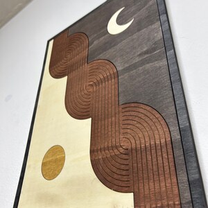 Sun and Moon Zen Wooden Wall Art Framed, Decorative Minimalist Boho ...