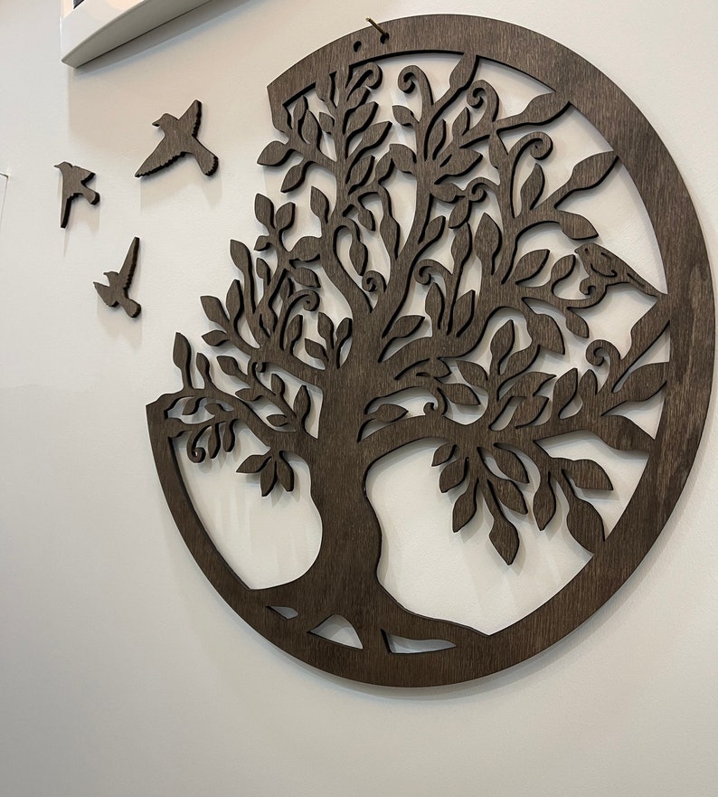 Tree of Life Wooden Wall Decor With Birds | Tree of Life | Home Wood ...