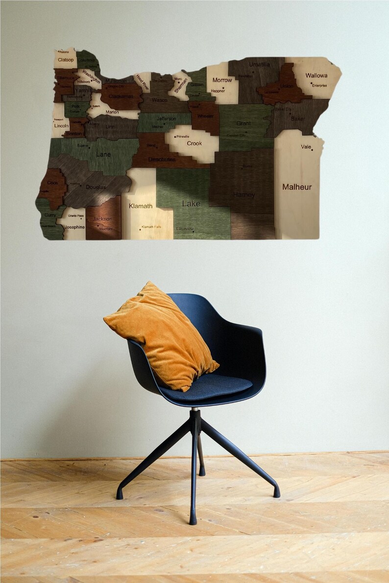 3D Wooden Oregon Map, Oregon Map Wall Decor, Rustic Wooden Wall Map ...