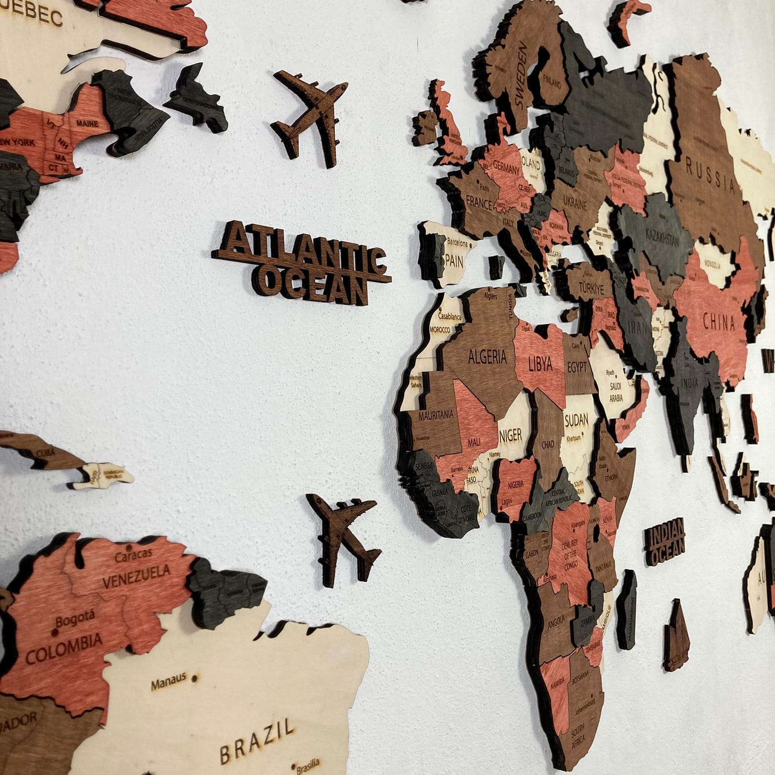 Sahara Wooden World Map, Apartment Wall Maps Decor, Wall Decoration ...