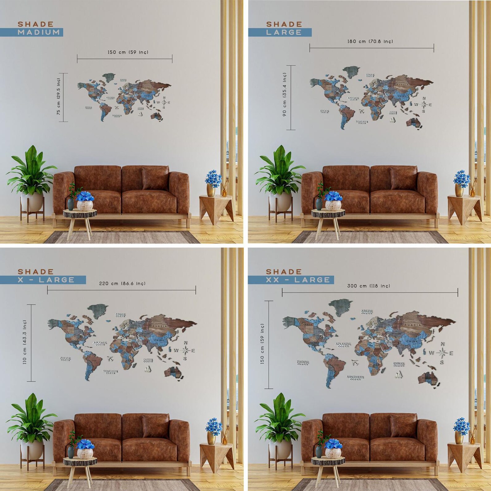 Exotic Wooden World Map, Apartment Wall Maps Decor, Wall Decoration ...