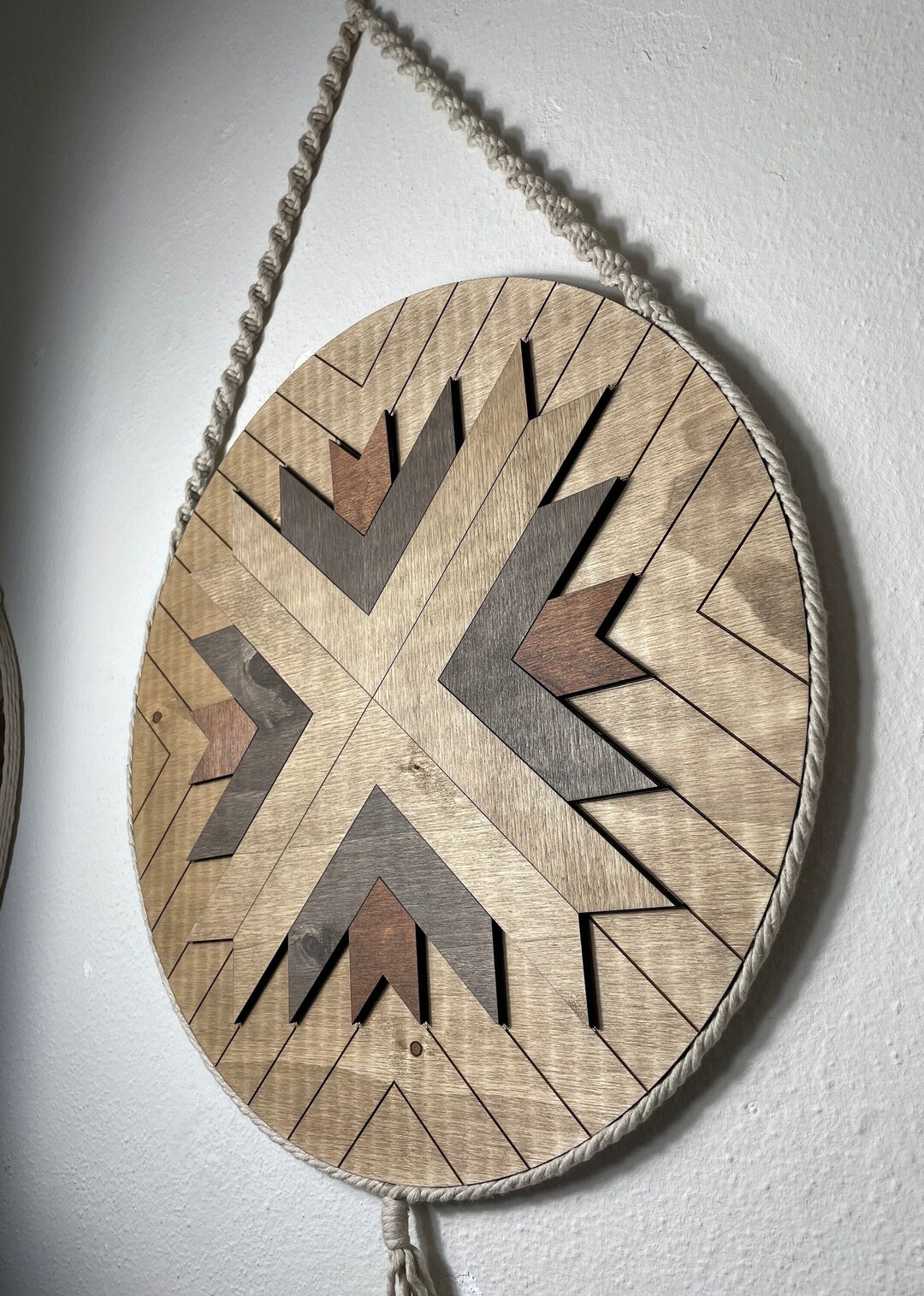 Macrame Wooden Table Geometric Pattern, Wooden Wall Art Decor, Hangings ...