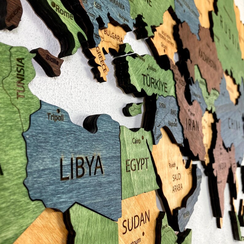 Exotic Wooden World Map, Apartment Wall Maps Decor, Wall Decoration ...