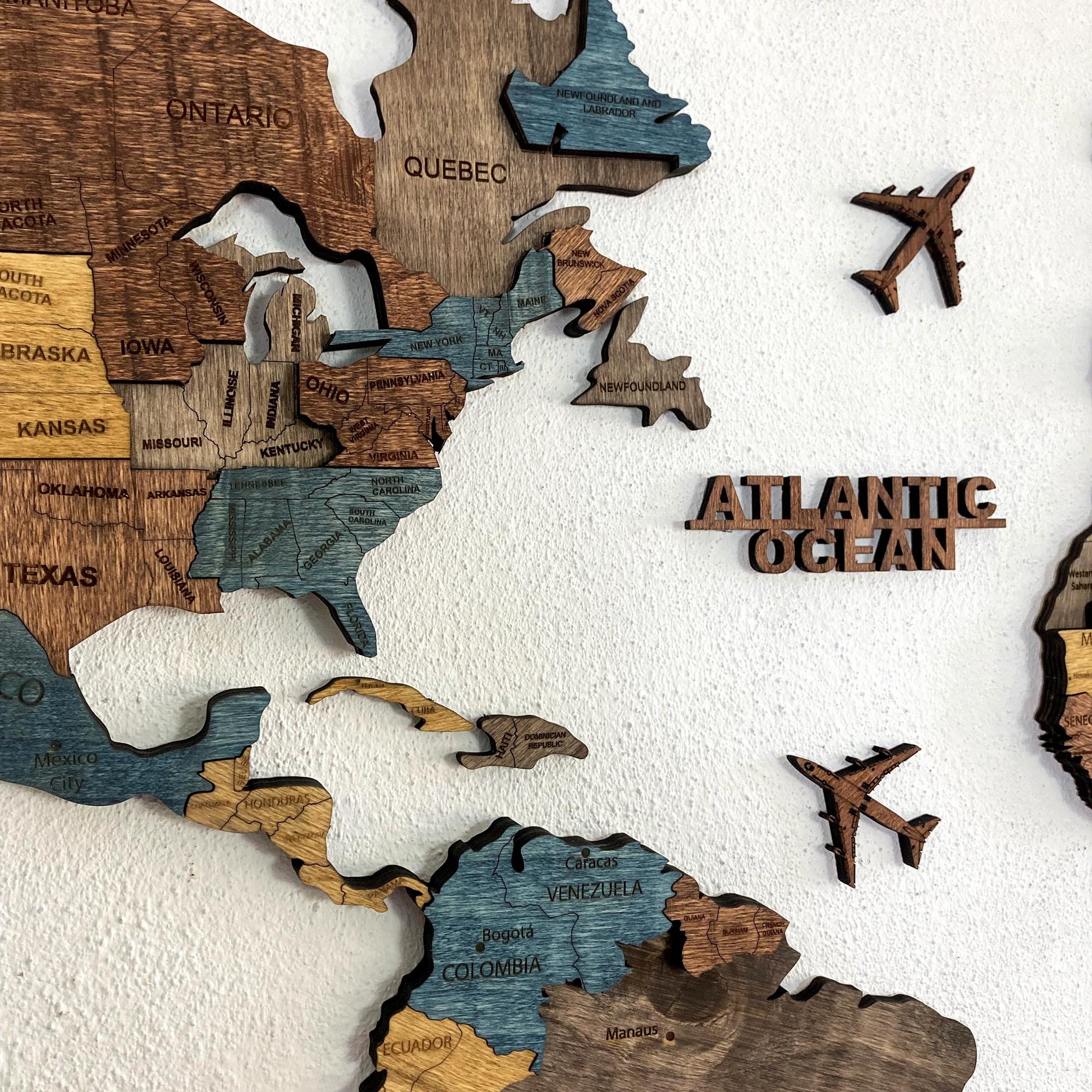 Wooden World Map, Apartment Wall Maps Decor, Wall Decoration, Travel ...