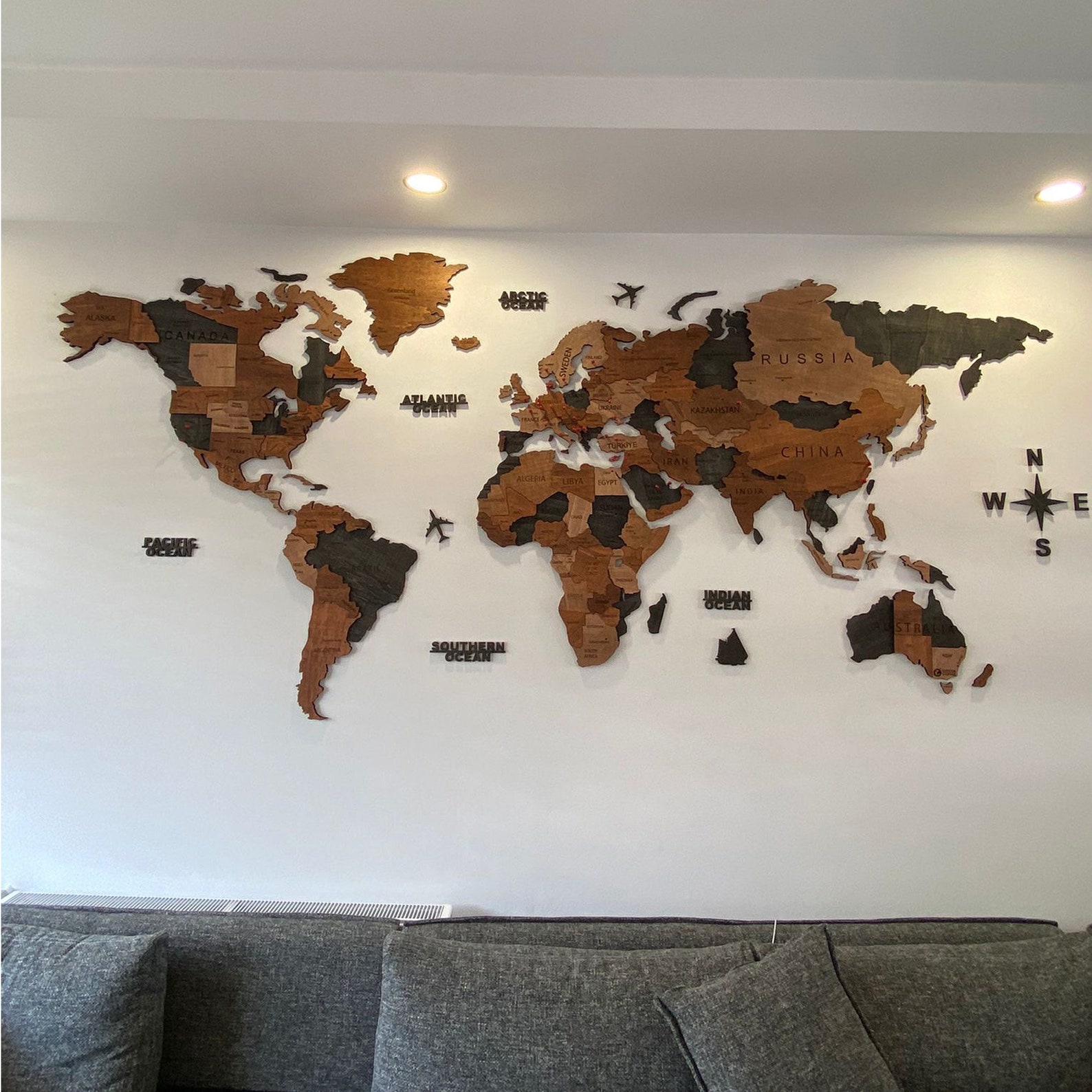 Wooden World Map, Apartment Wall Maps Decor, Wall Decoration, Travel ...