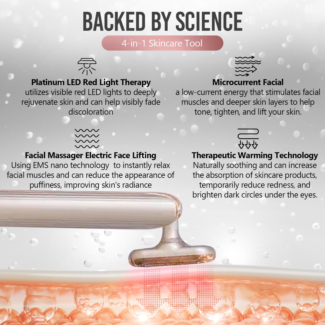 Giya Red Light Therapy Wand 4 in 1 Face and Neck Lifting Tool for ...