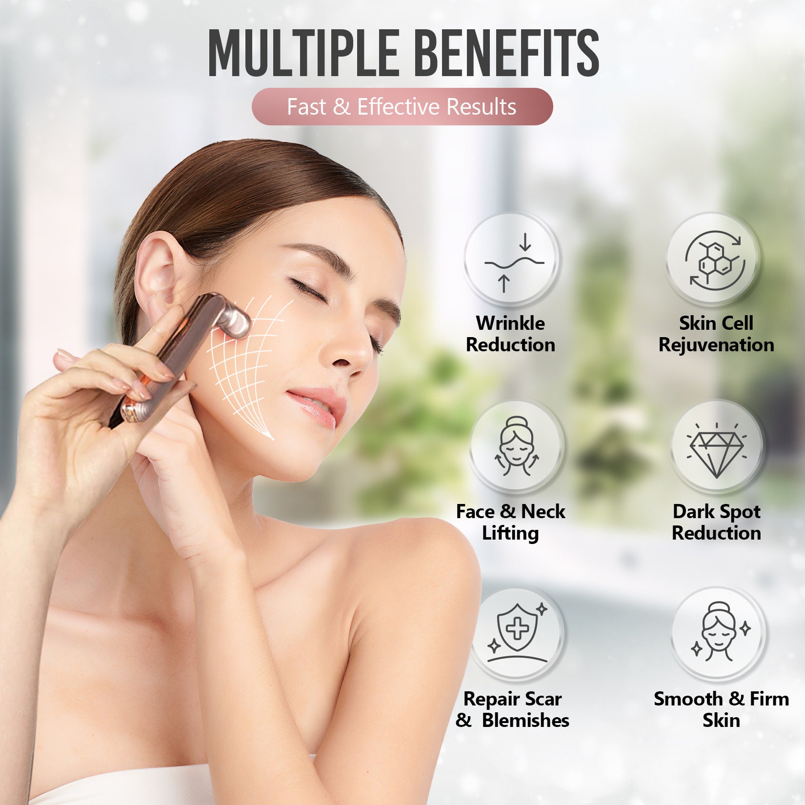 Giya Red Light Therapy Wand 4 in 1 Face and Neck Lifting Tool for ...