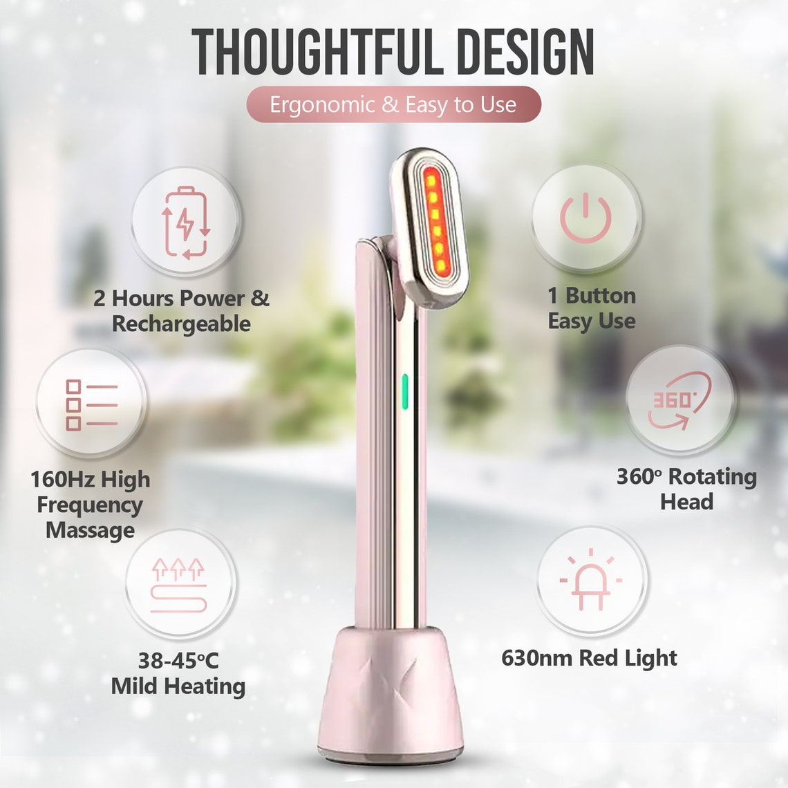 Giya Red Light Therapy Wand 4 in 1 Face and Neck Lifting Tool for ...