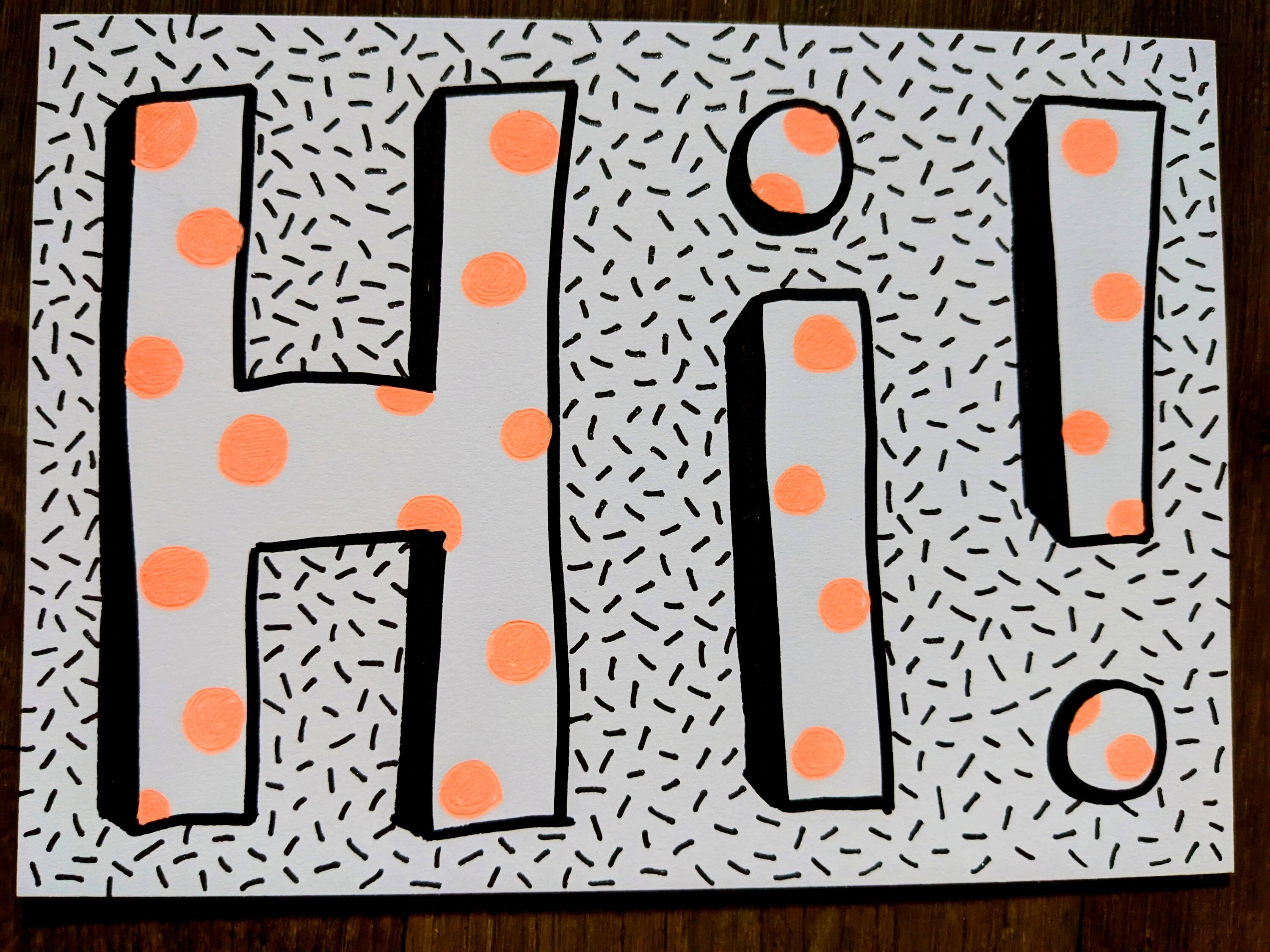 Set of Six Hand Drawn HI Note Cards - Etsy